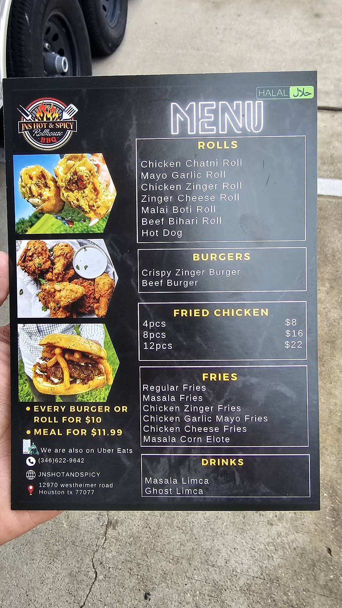 Menu at JNS Hot & Spicy restaurant, Houston, Westheimer Rd