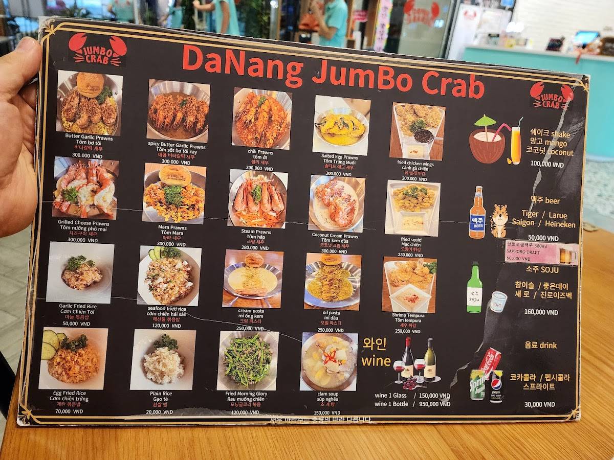 Menu at JUMBO CRAB, Da Nang