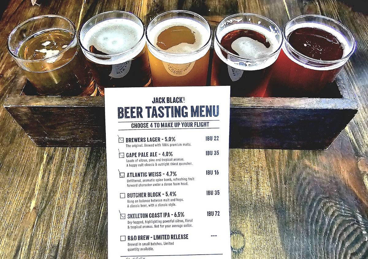 Menu at Jack Black Brewing Company pub & bar, Cape Town