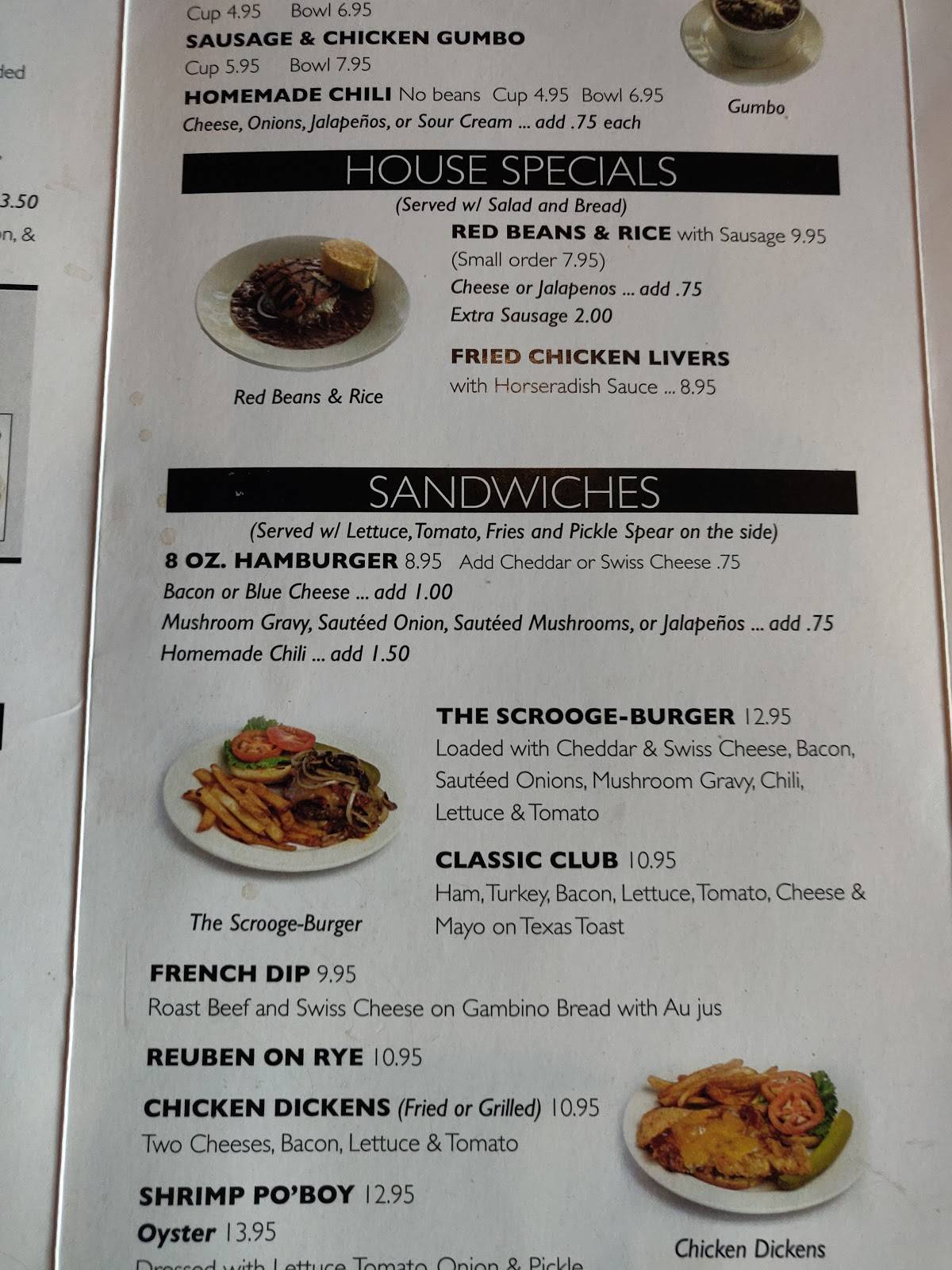 Menu at Scrooge's Fine Foods & Drink restaurant, Jackson