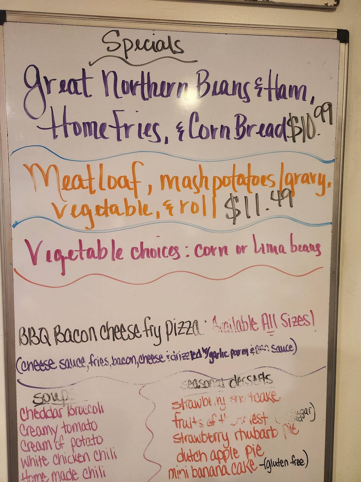 Menu at Janet's Diner restaurant, Dillsboro