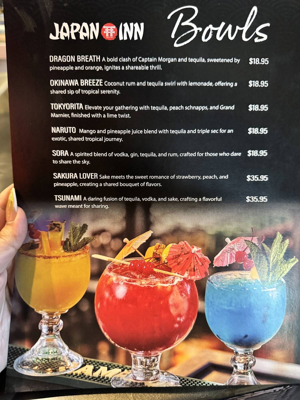 Menu at Japan Inn restaurant, Weston