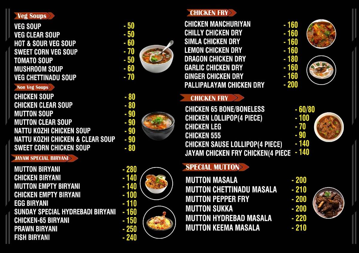 Menu at Jayam Arabian Foods - Arabian Restaurant in Kattur ...