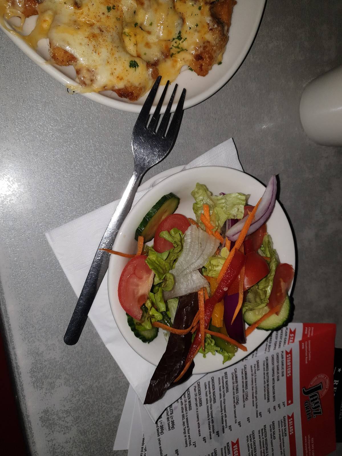 Menu at Jayz Grill restaurant, Pietermaritzburg