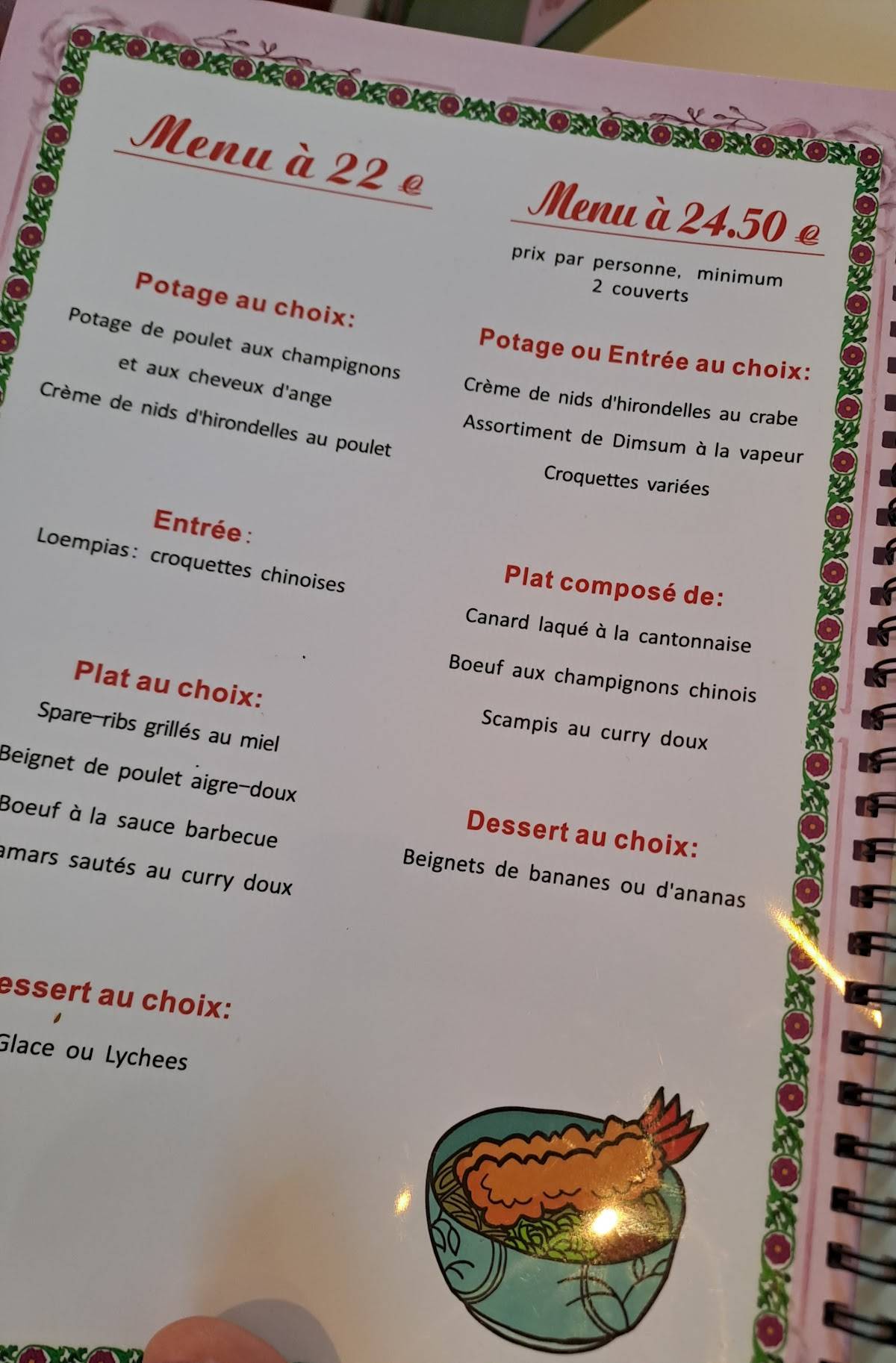 Menu au Jin Xiu sprl, Yvoir