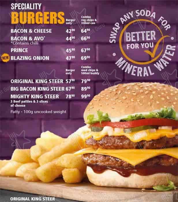 Menu at Steers restaurant, Johannesburg, Shop LG08B