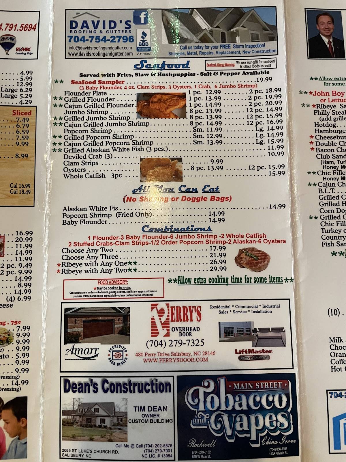 Menu at Johnny's Barbeque, Rockwell