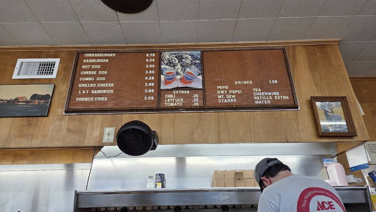 Menu at Johnson's Drive-In restaurant, Siler City