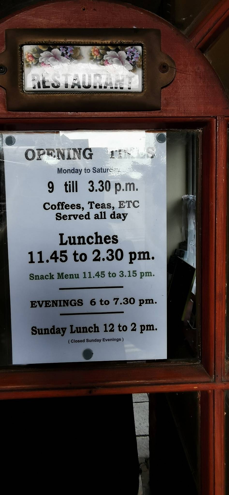 Menu at Jolly Tar Restaurant, Sheringham