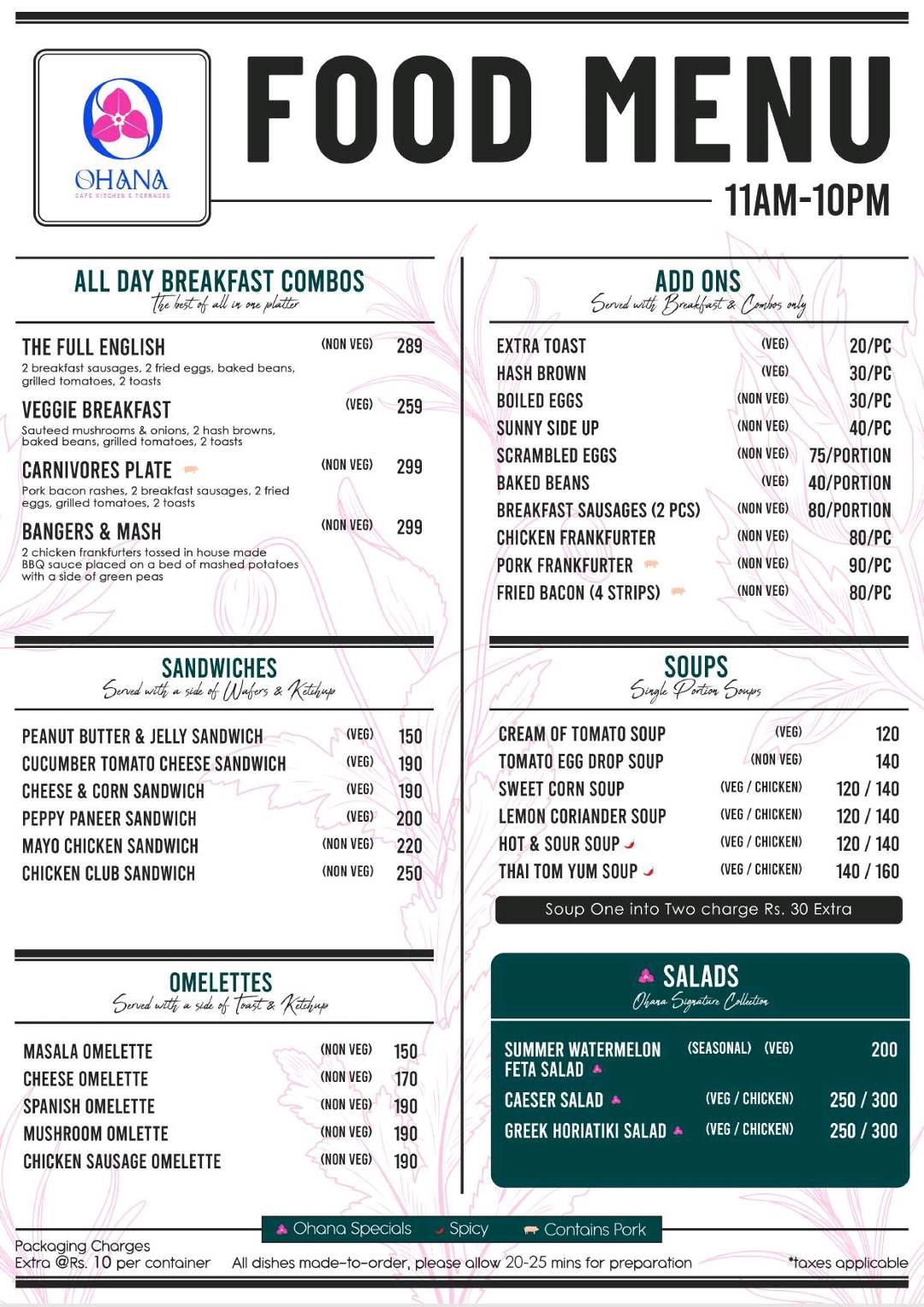 Menu at OHANA - Cafe Kitchen & Terraces, Jorhat