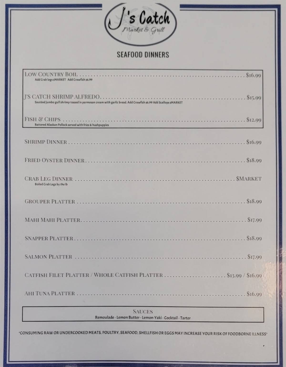 Menu at Js Catch Market & Grill restaurant, Phenix City
