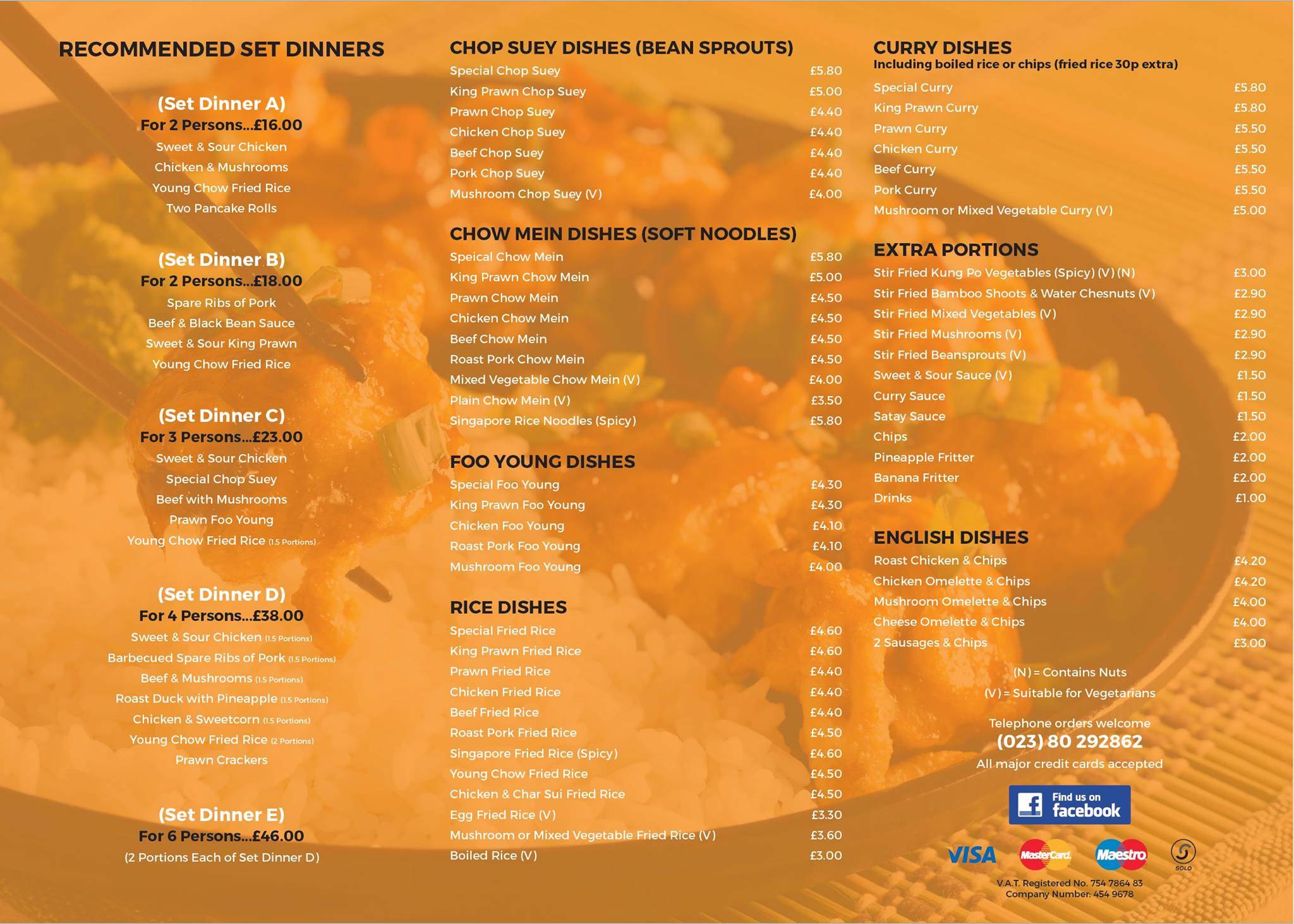 Menu at Jumbo House fast food, Southampton