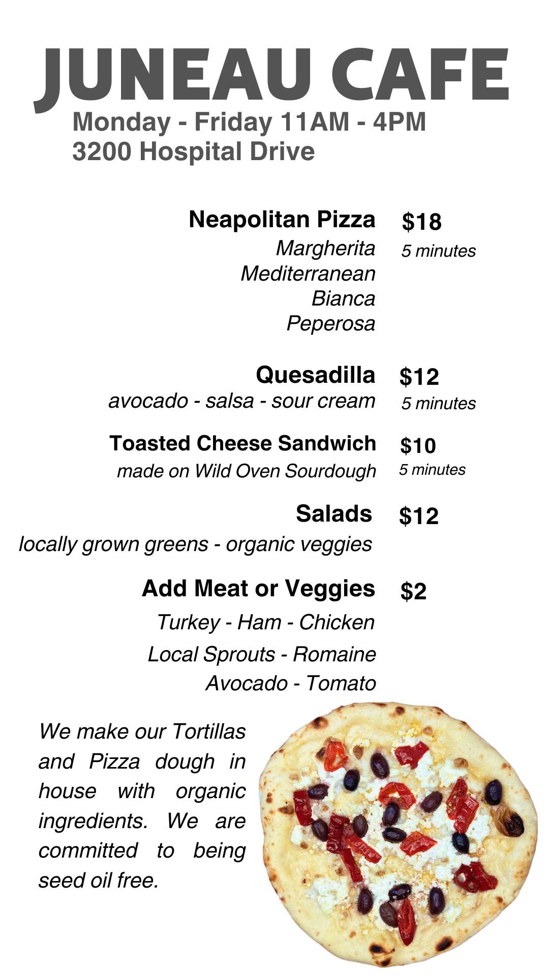 Menu at Juneau Cafe, Juneau