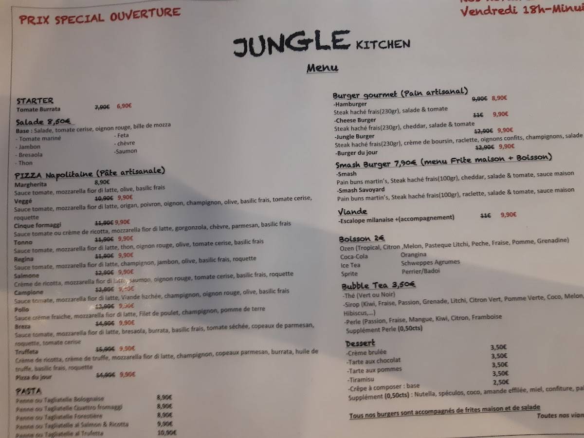 Menu at Jungle Kitchen restaurant, Saint-Ouen