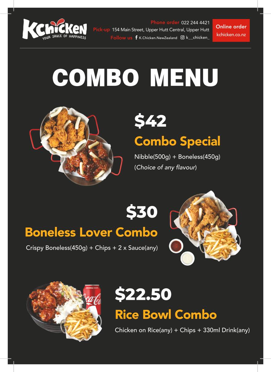 Menu at K Chicken - Upper Hutt restaurant, Upper Hutt