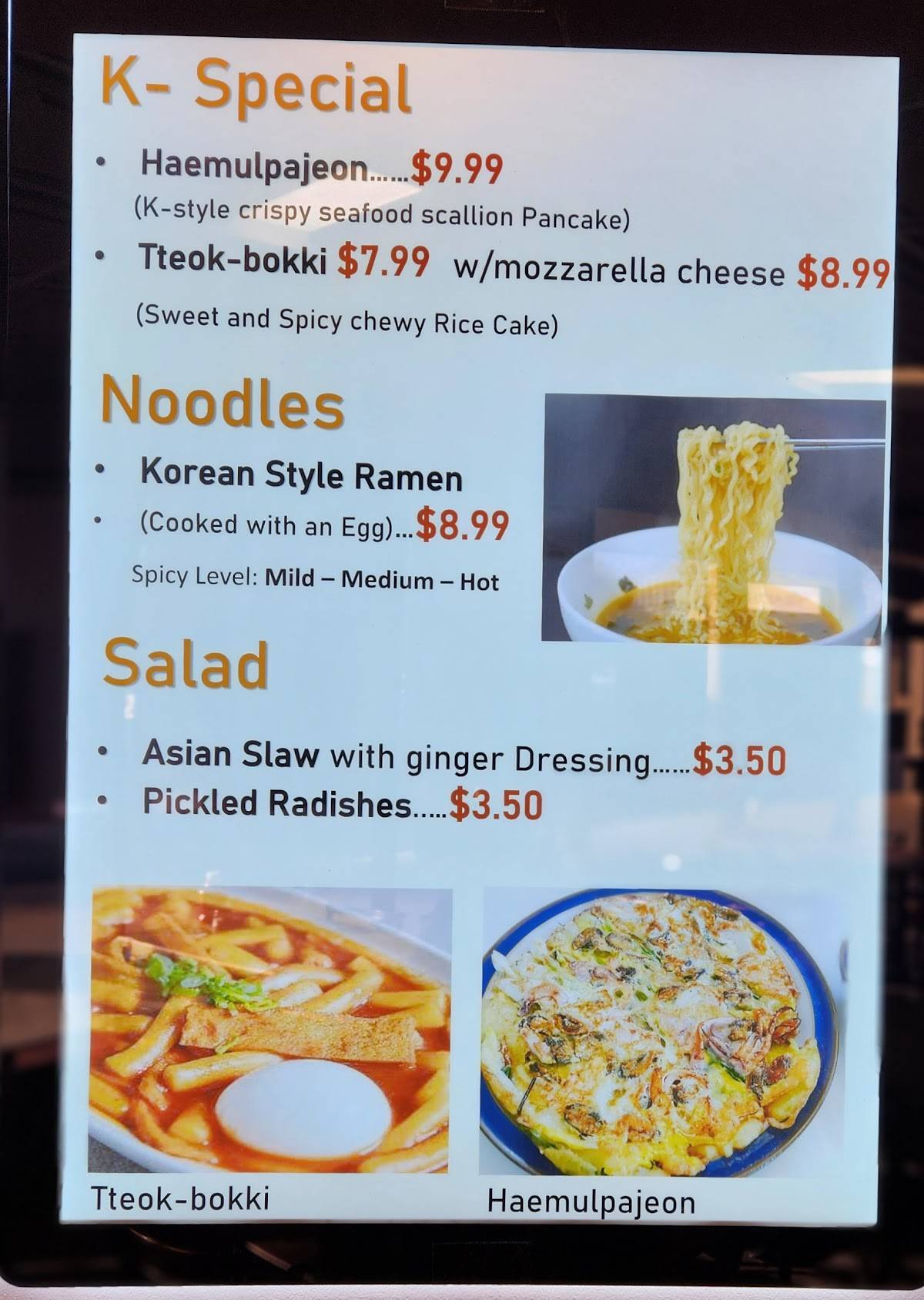 Menu at K Fried Chicken restaurant, Springfield, S National Ave #108