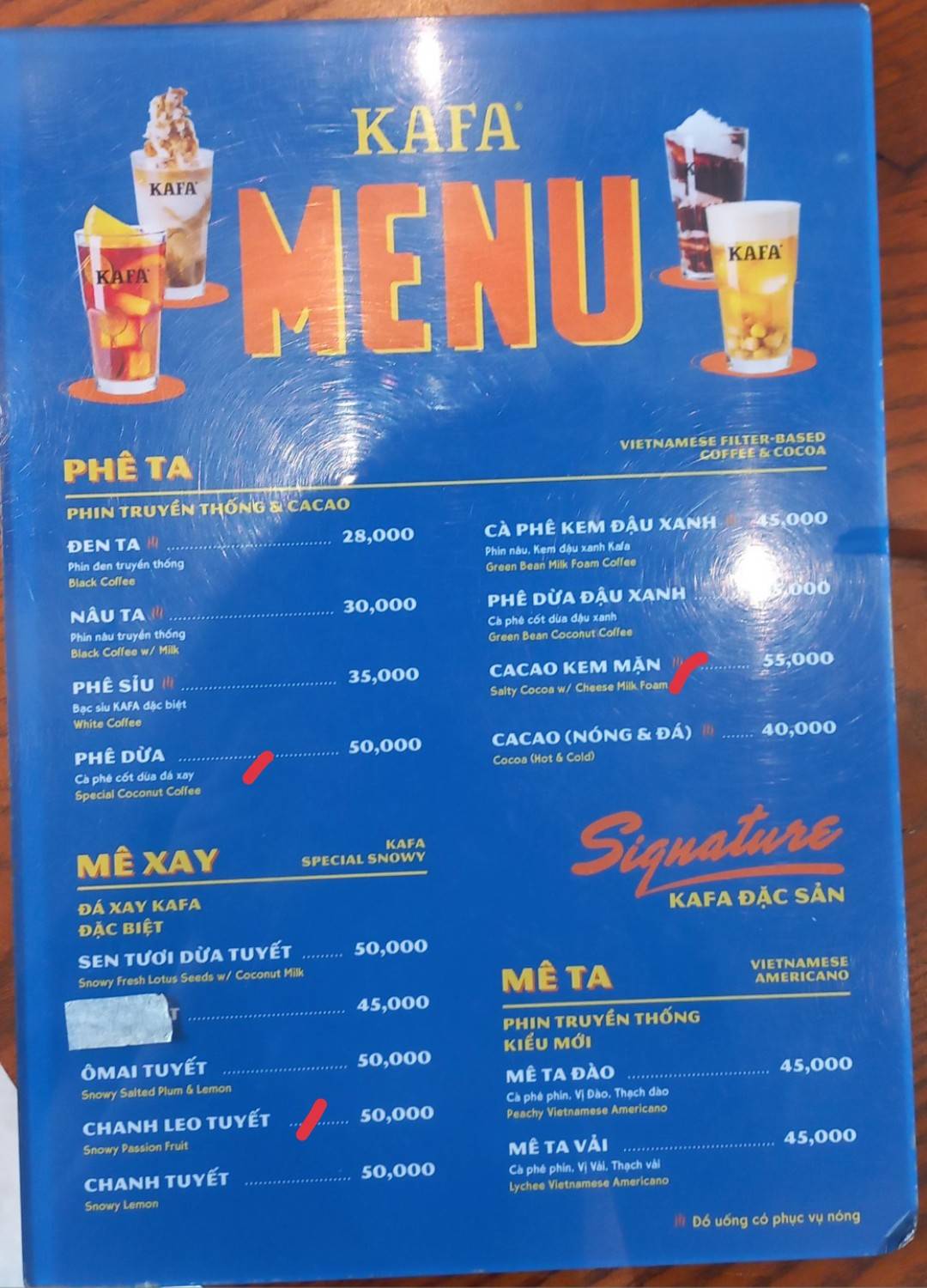 Menu at KAFA Café cafe, Ho Chi Minh City, 2225 Đ. Phạm Thế Hiển