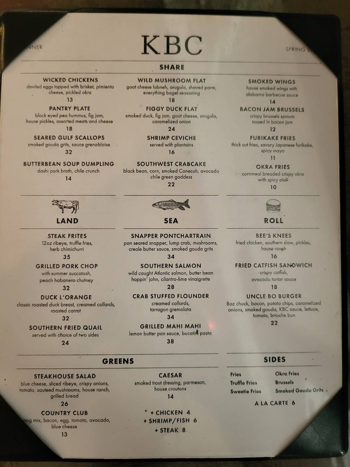 Carta del café KBC, Dothan, 151 N Foster St