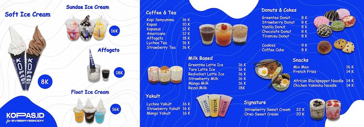 Menu at KOPAS, Indonesia