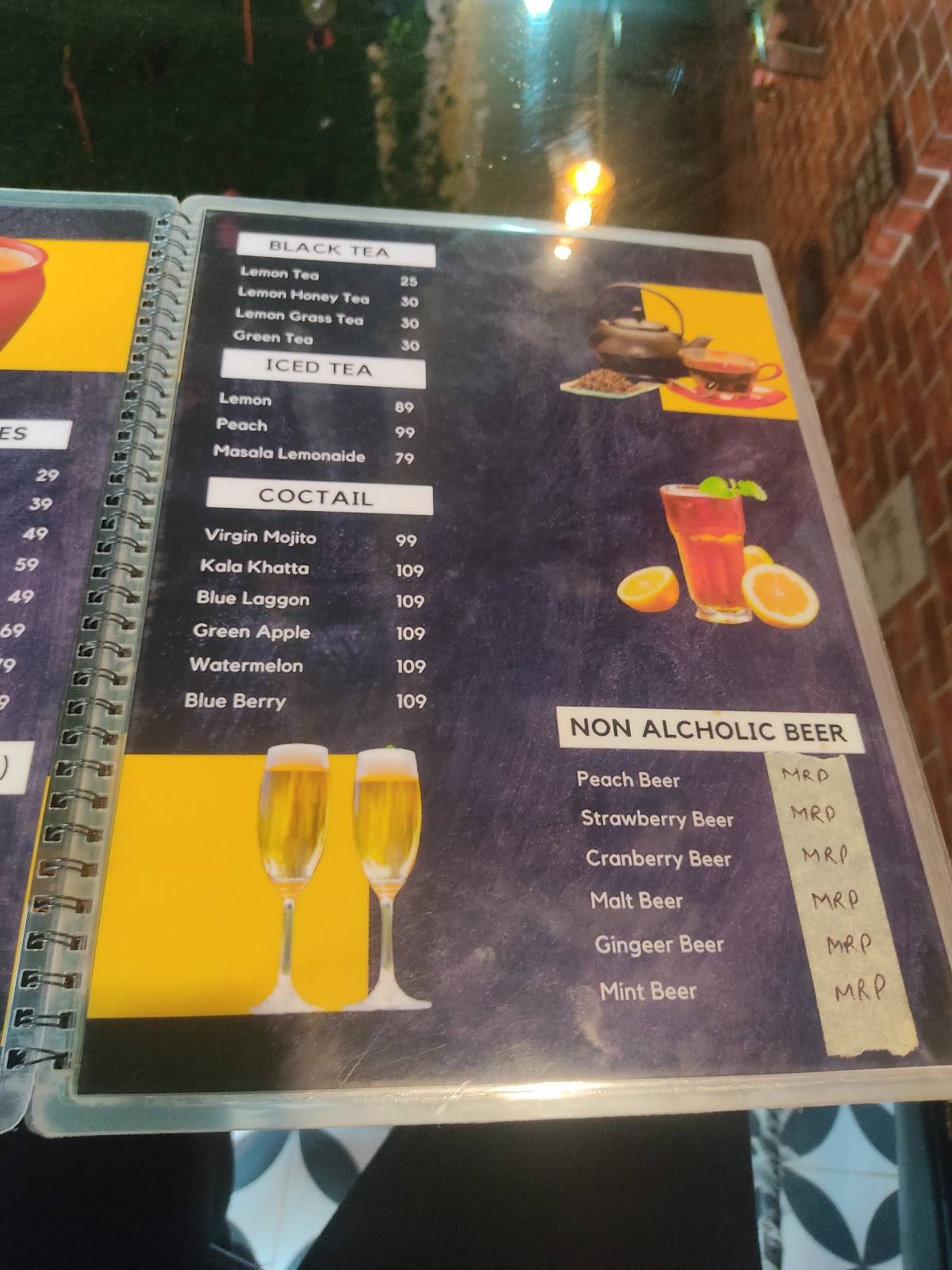 Menu at Mr. T cafe, Kanpur