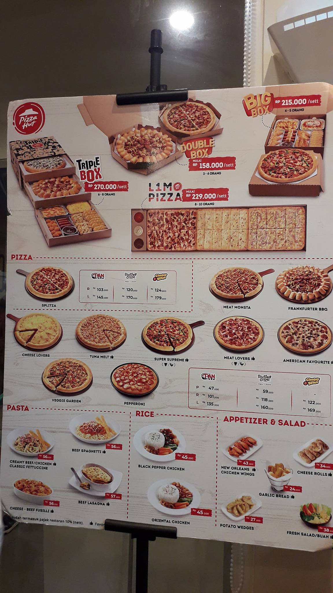 Carta del restaurante Pizza Hut Restoran, Kartini