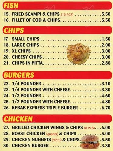 Menu at Kebab Express, Tolworth restaurant, Surbiton, 5 Tolworth Broadway