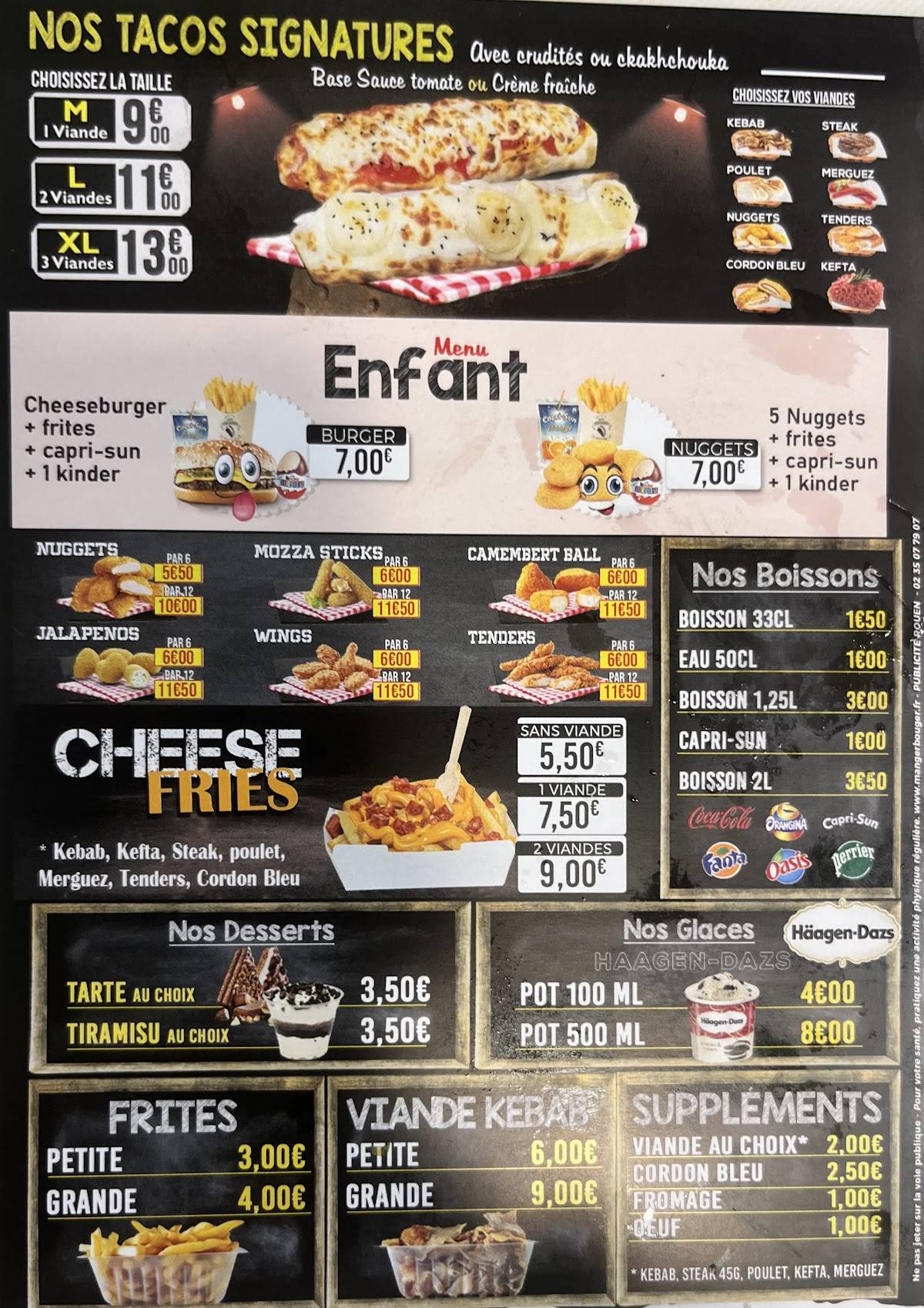 Menu au Kebab Gourmand restaurant, Le Trait