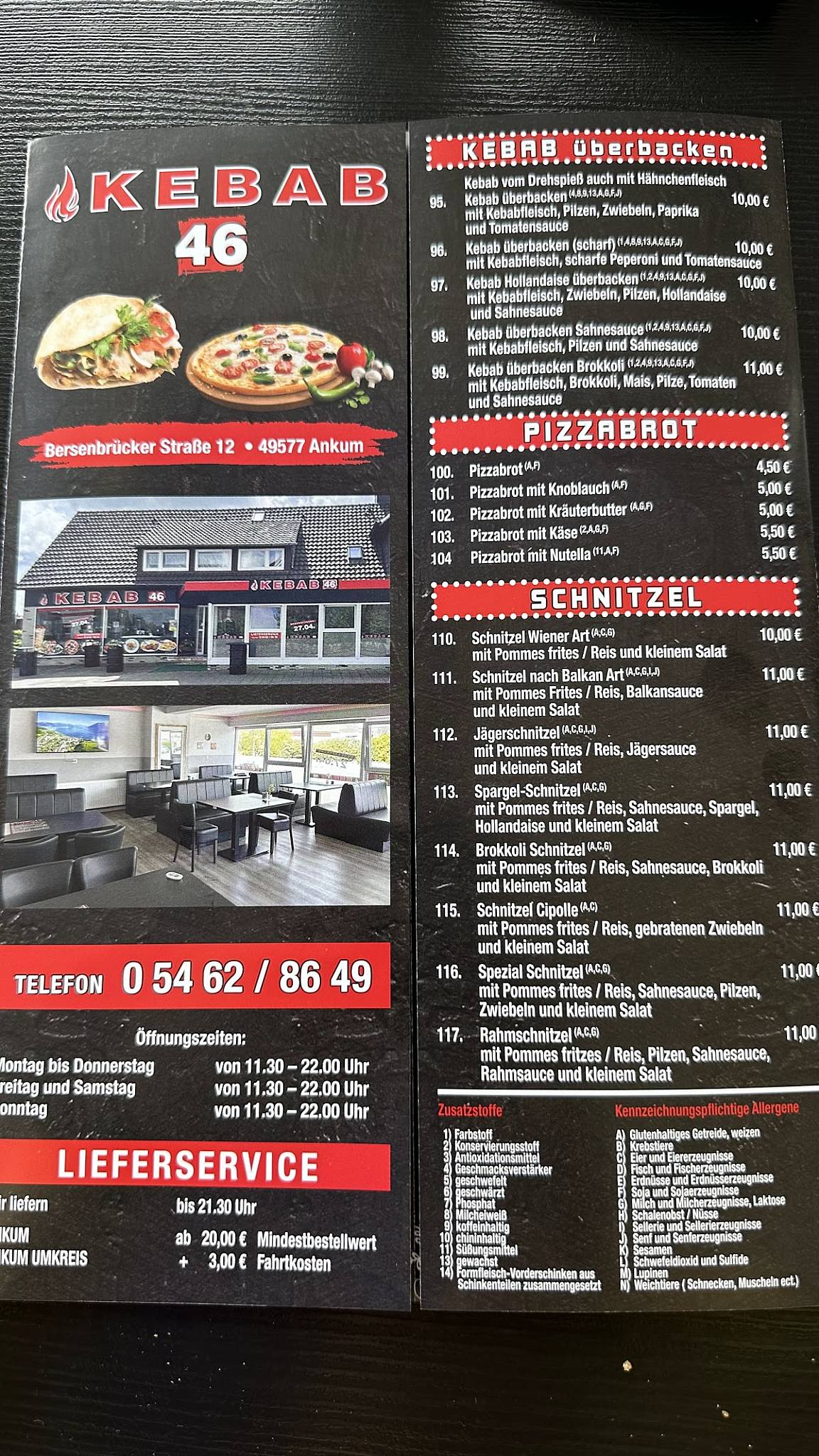 Speisekarte von Kebab46 restaurant, Ankum