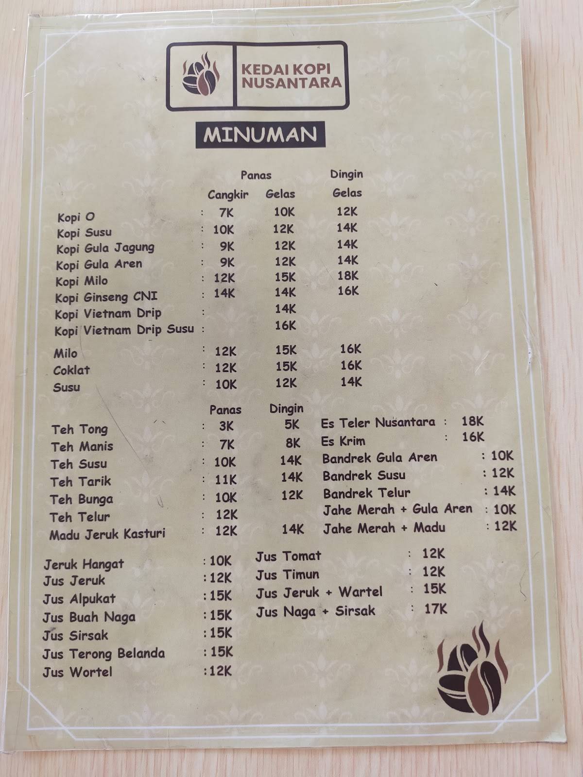 Menu at Kedai Kopi Nusantara, Pekanbaru, Jl. HR. Soebrantas No.2 A-B