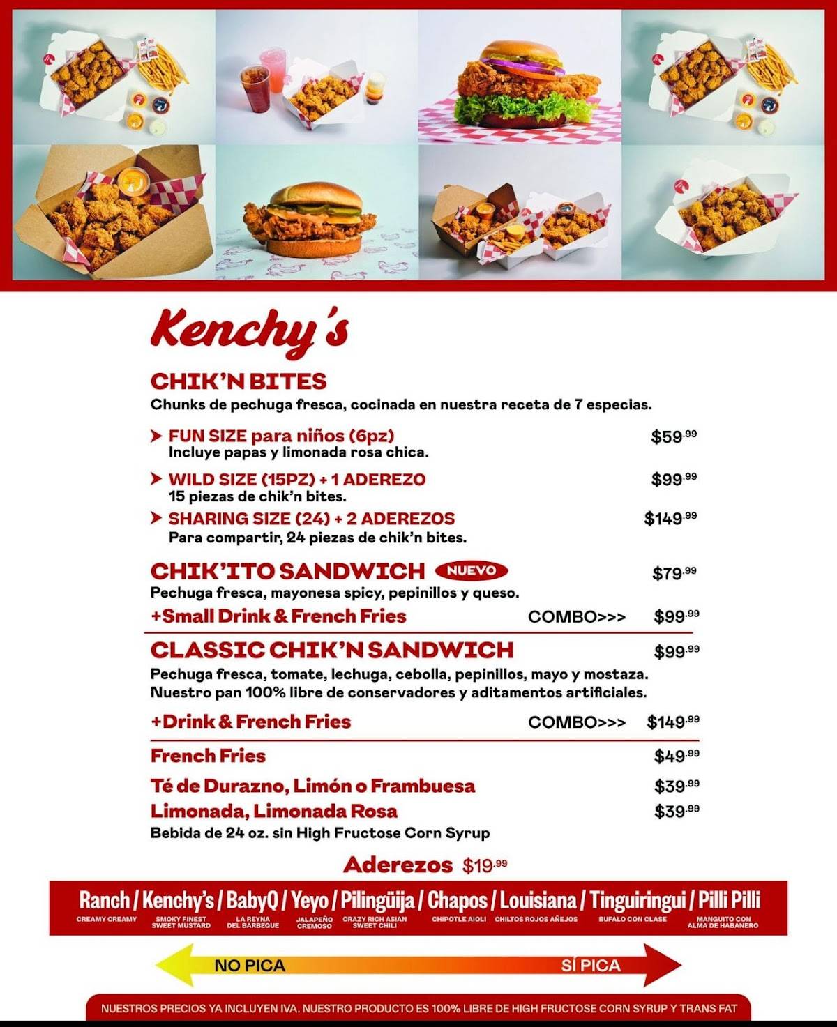 Menu at Kenchy's restaurant, Ciudad Juarez