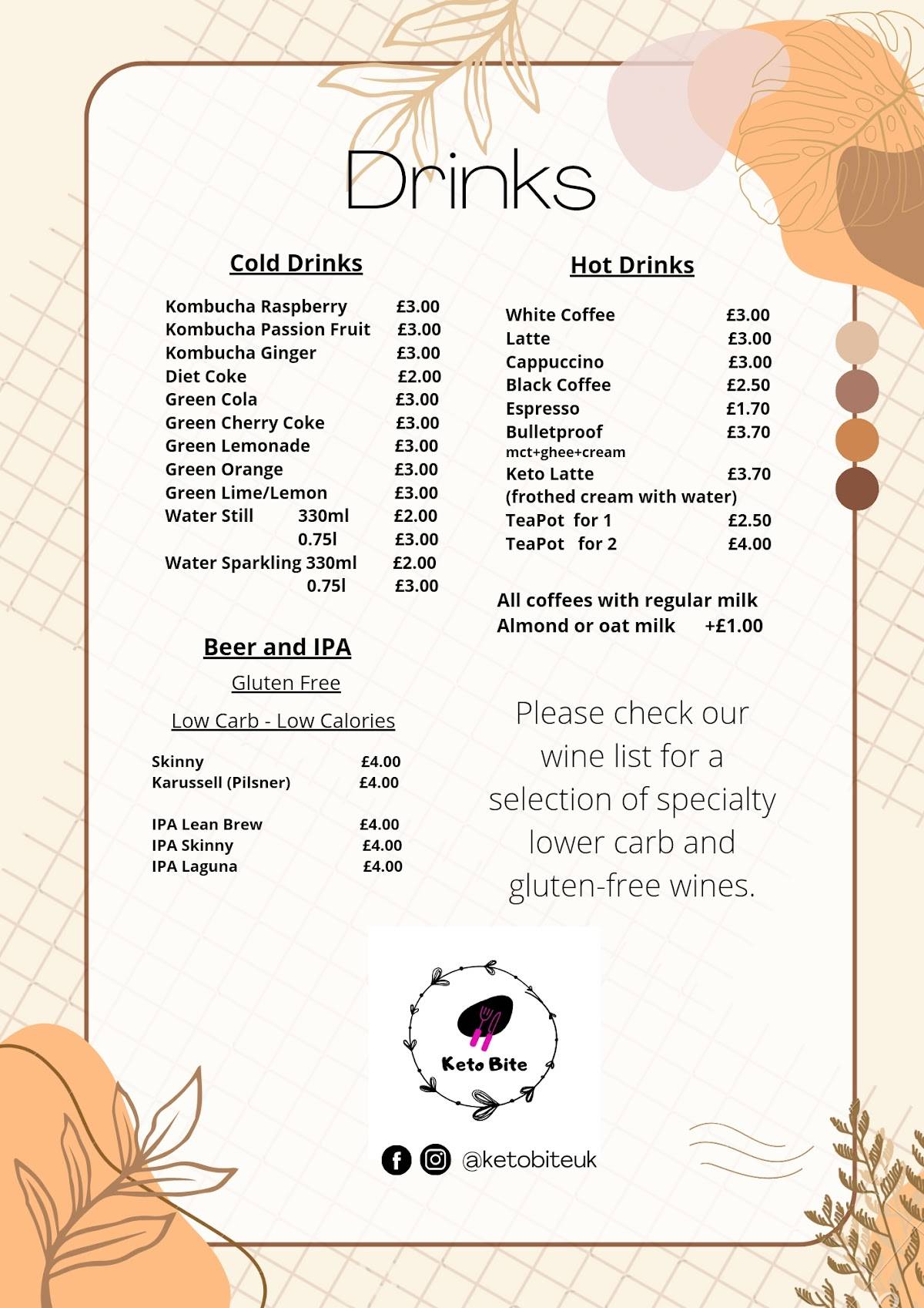Menu at Keto Bite UK restaurant, Frinton-on-Sea