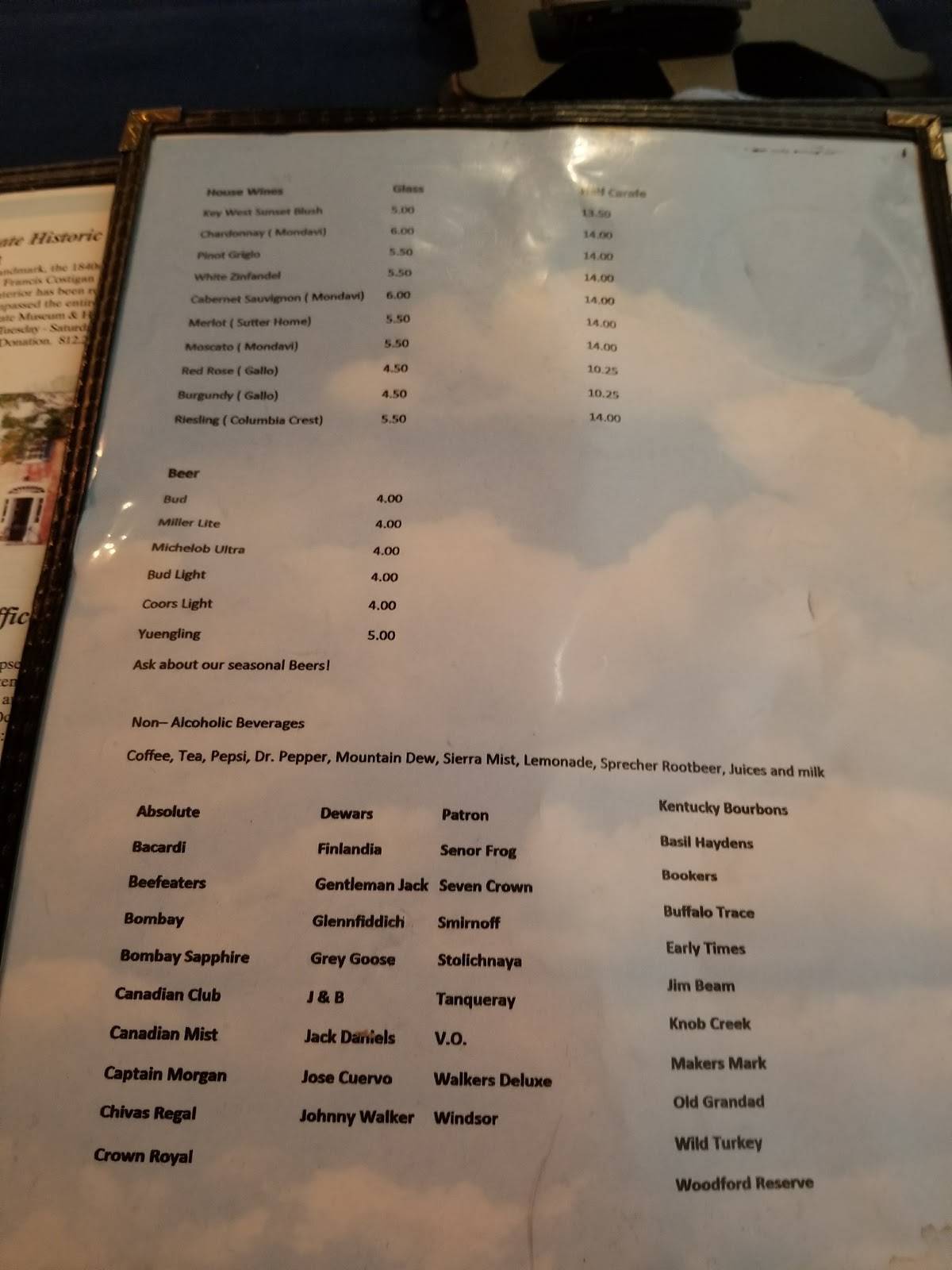 Menu at Key West Shrimp House pub & bar, Madison, 117 Ferry St