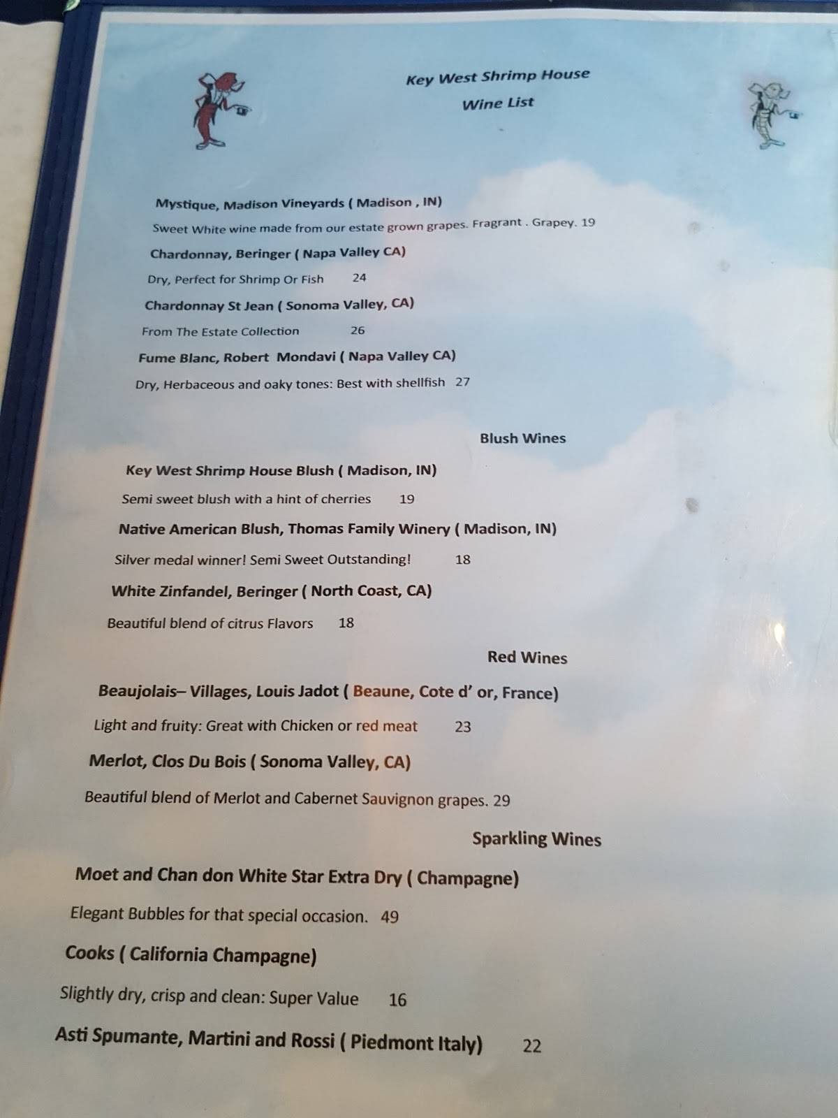 Menu at Key West Shrimp House pub & bar, Madison, 117 Ferry St