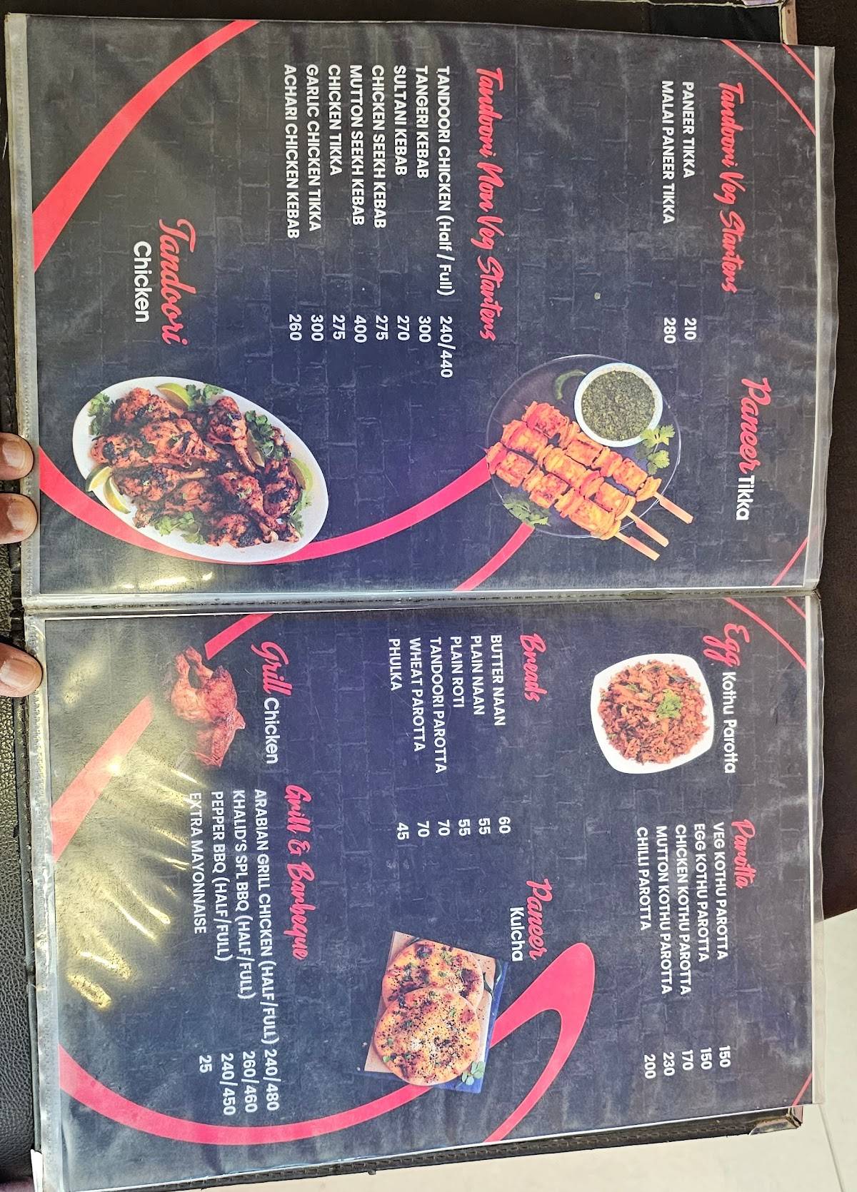 Menu at Khalids Biriyani Kilakarai, Kilakarai