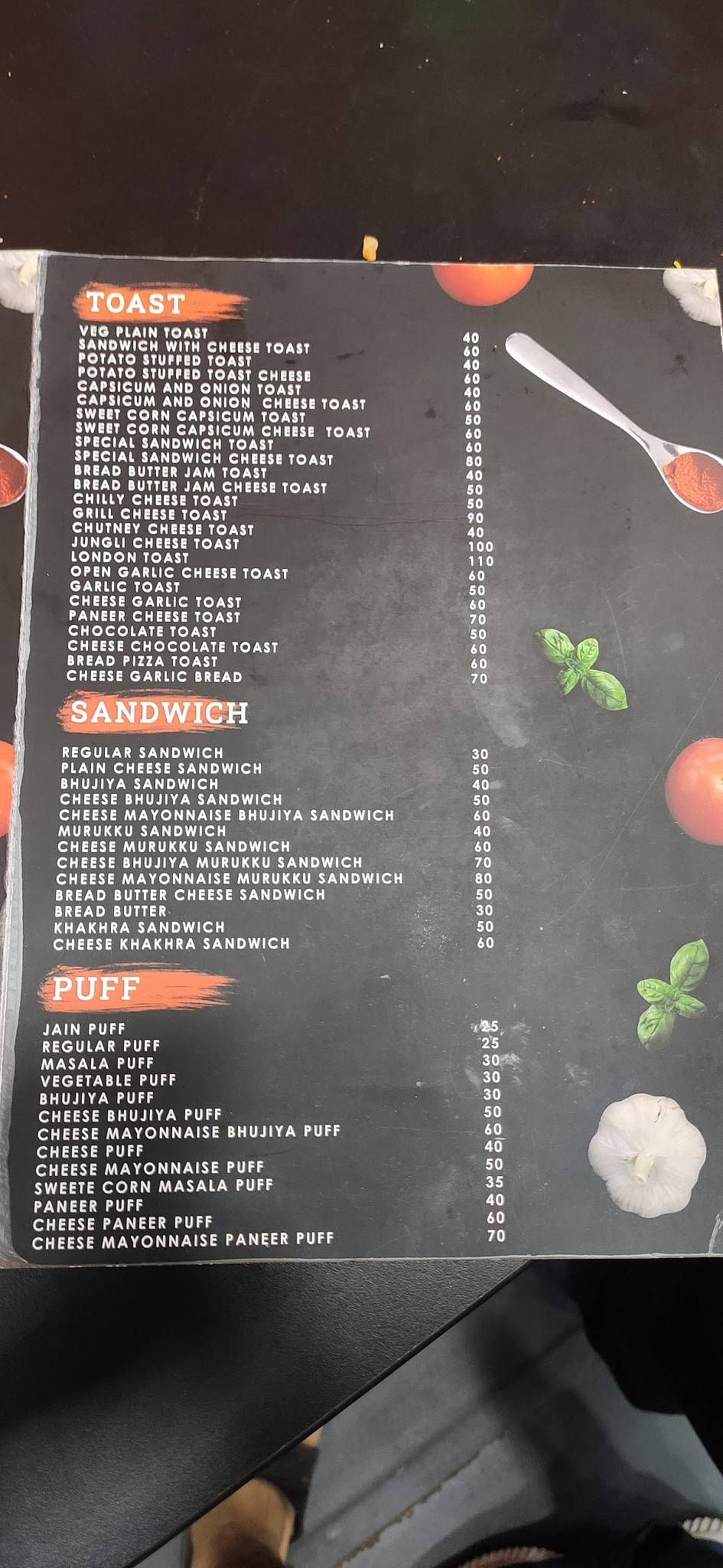 Menu at Khau Gully, Chennai