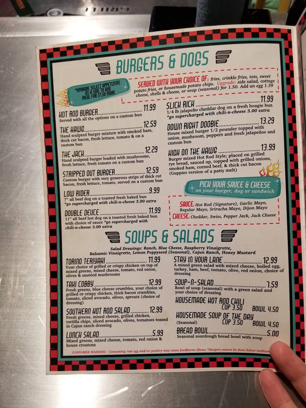 Menu at Guppies Hot Rod Grille 2.0 restaurant, Kimberly