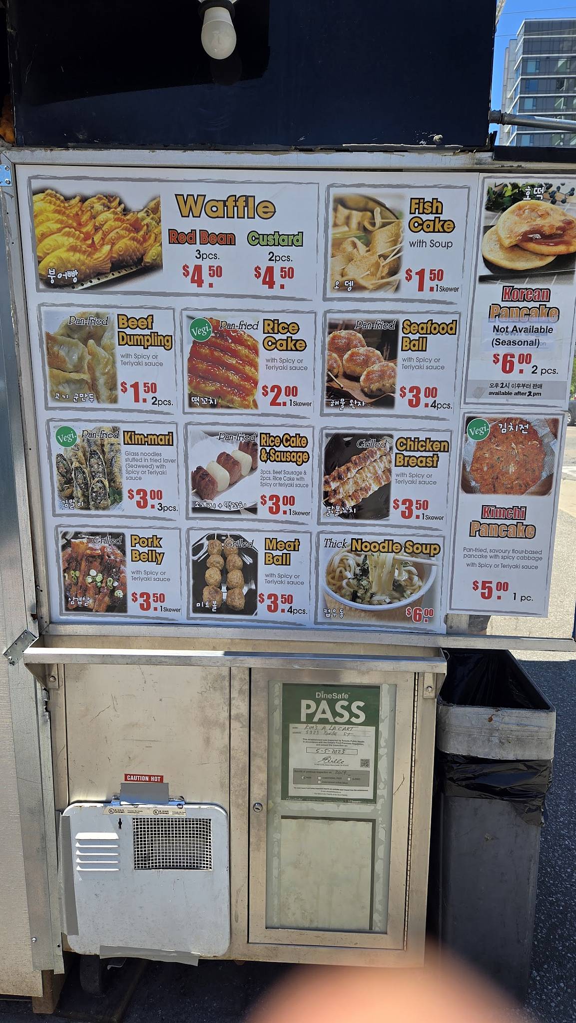 Menu at Kim's A La Cart restaurant, Toronto, Yonge St