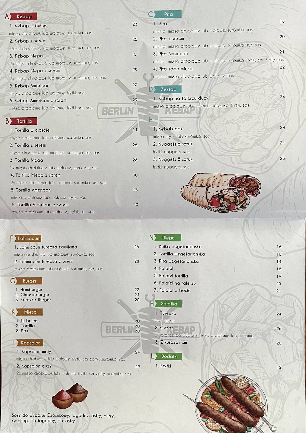 Menu at King German Döner Kebap restaurant, Srem