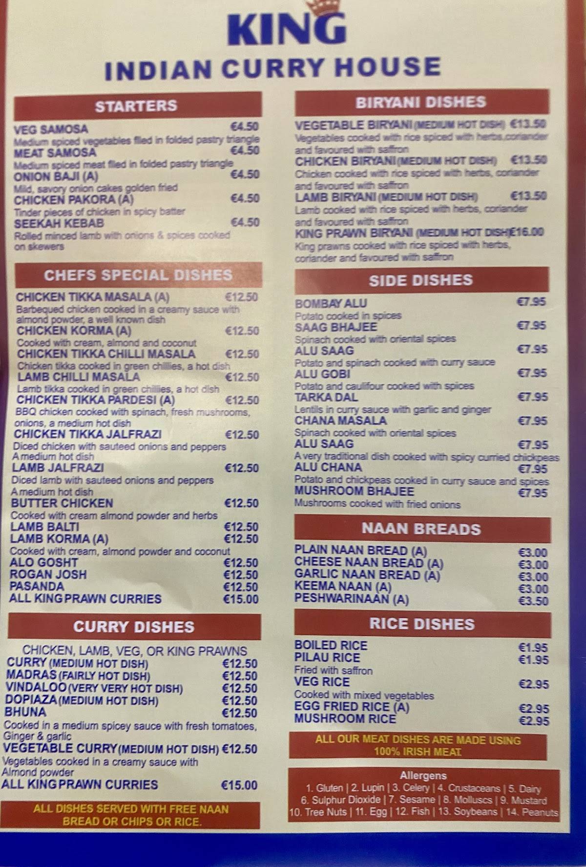 Menu at King Kebab Castleisland restaurant, Castleisland