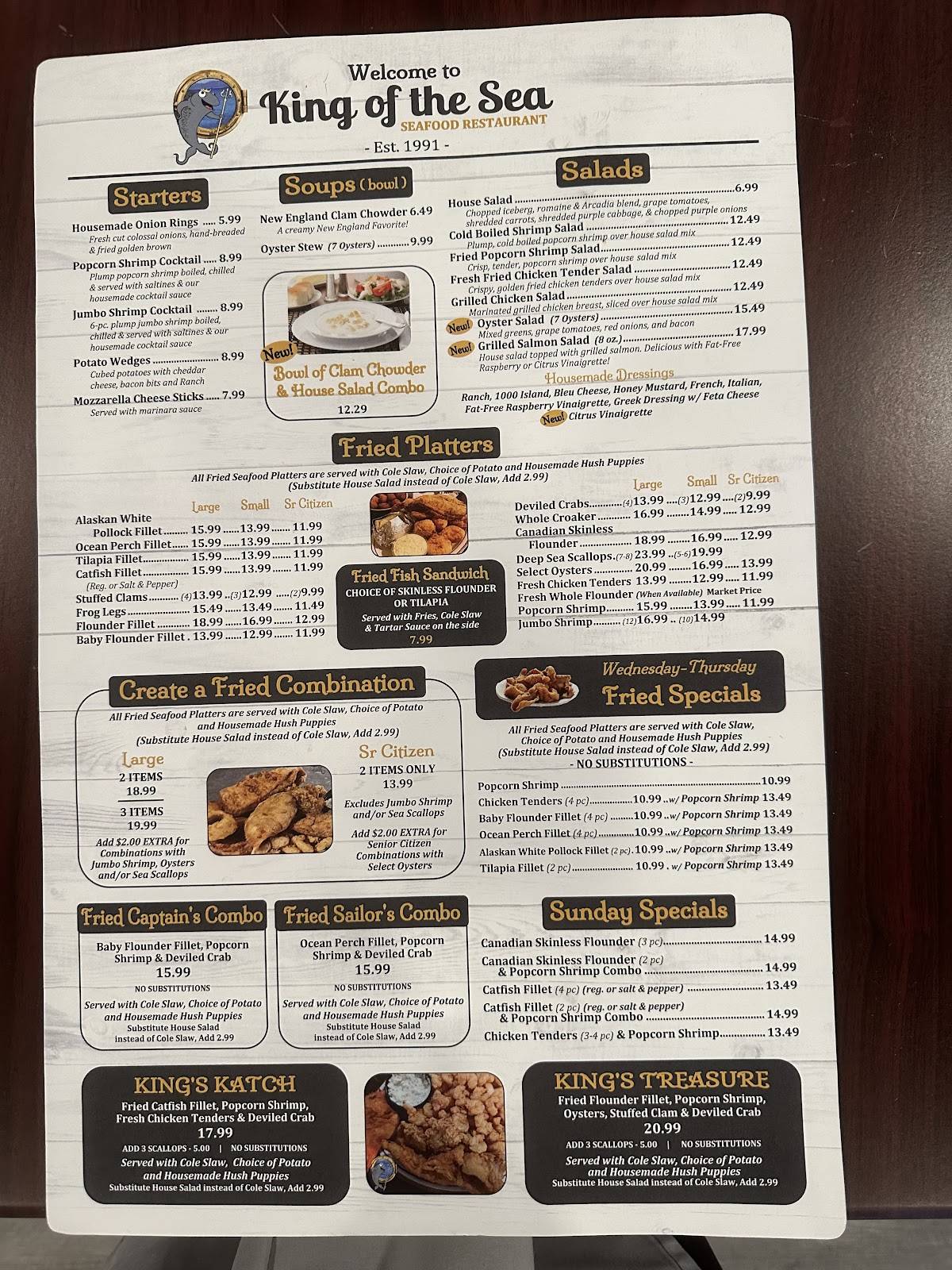 Menu at King of the Sea Seafood Restaurant, Statesville, 647 Signal ...