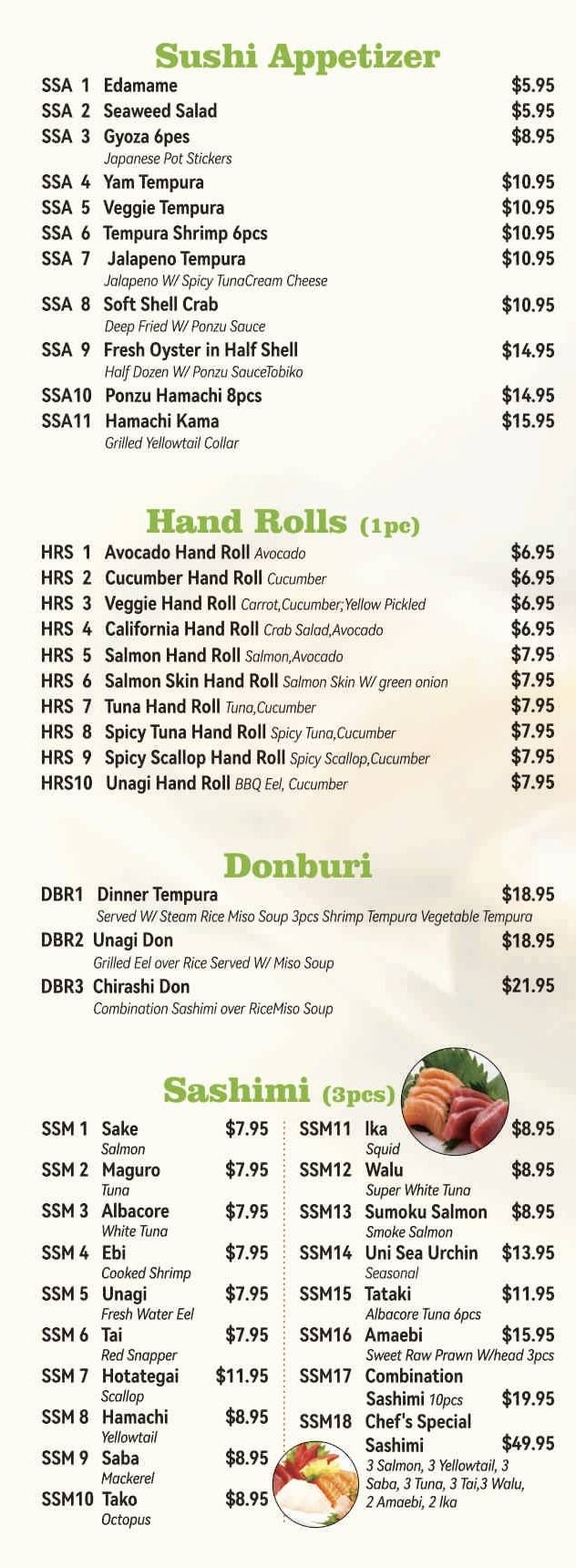 Menu at Asian Star restaurant, Kingman