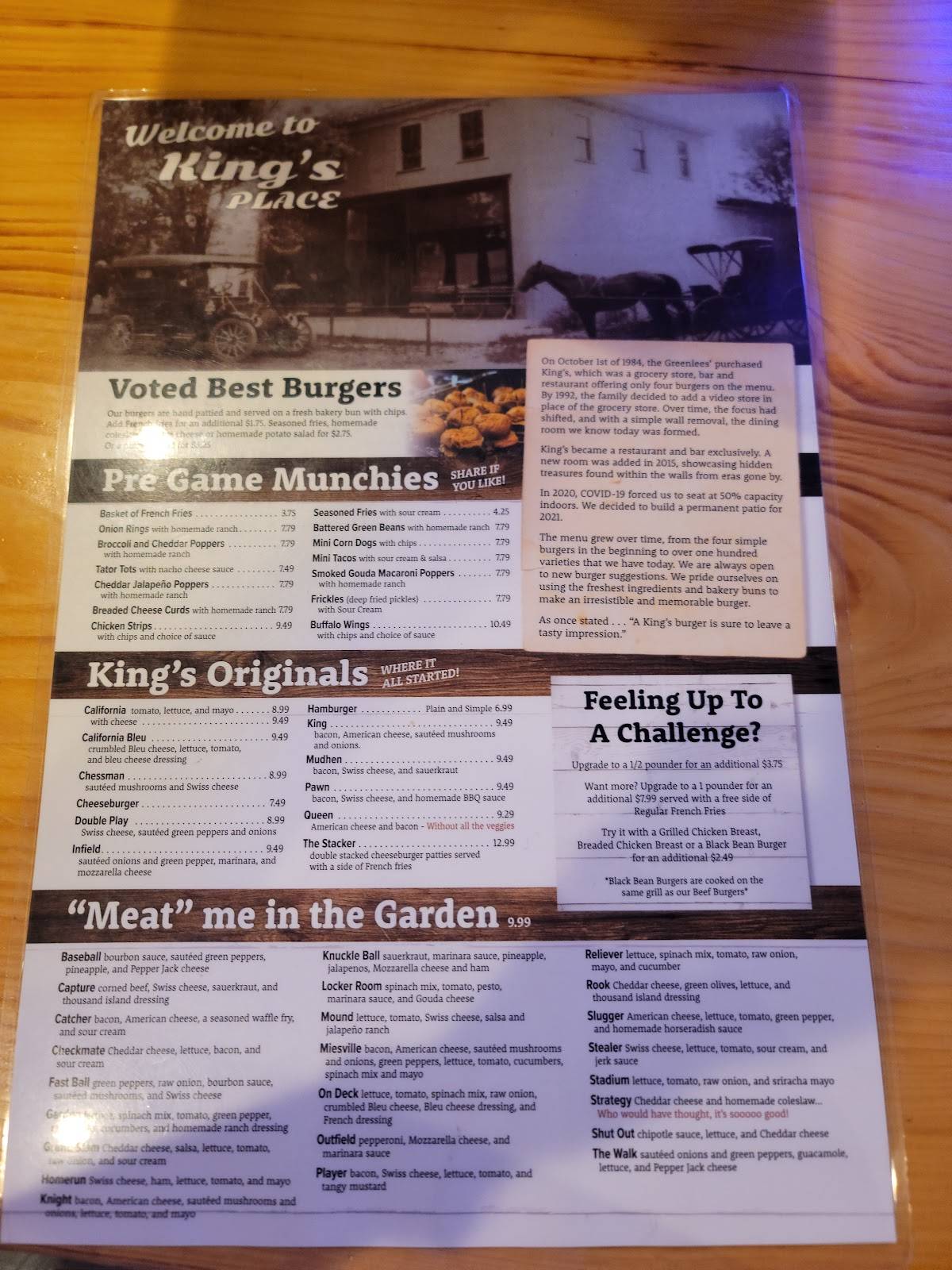 Menu at King's Place Bar and Grill, Miesville