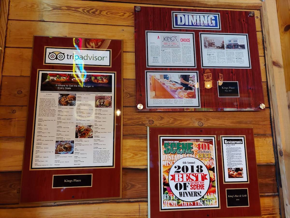 Menu at King's Place Bar and Grill, Miesville