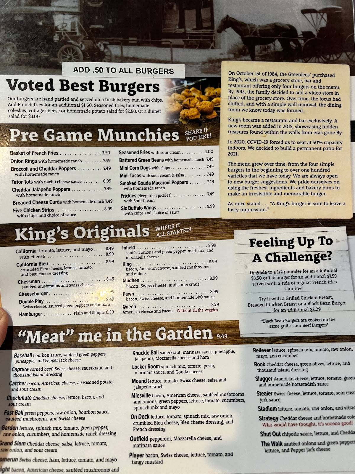 Menu at King's Place Bar and Grill, Miesville