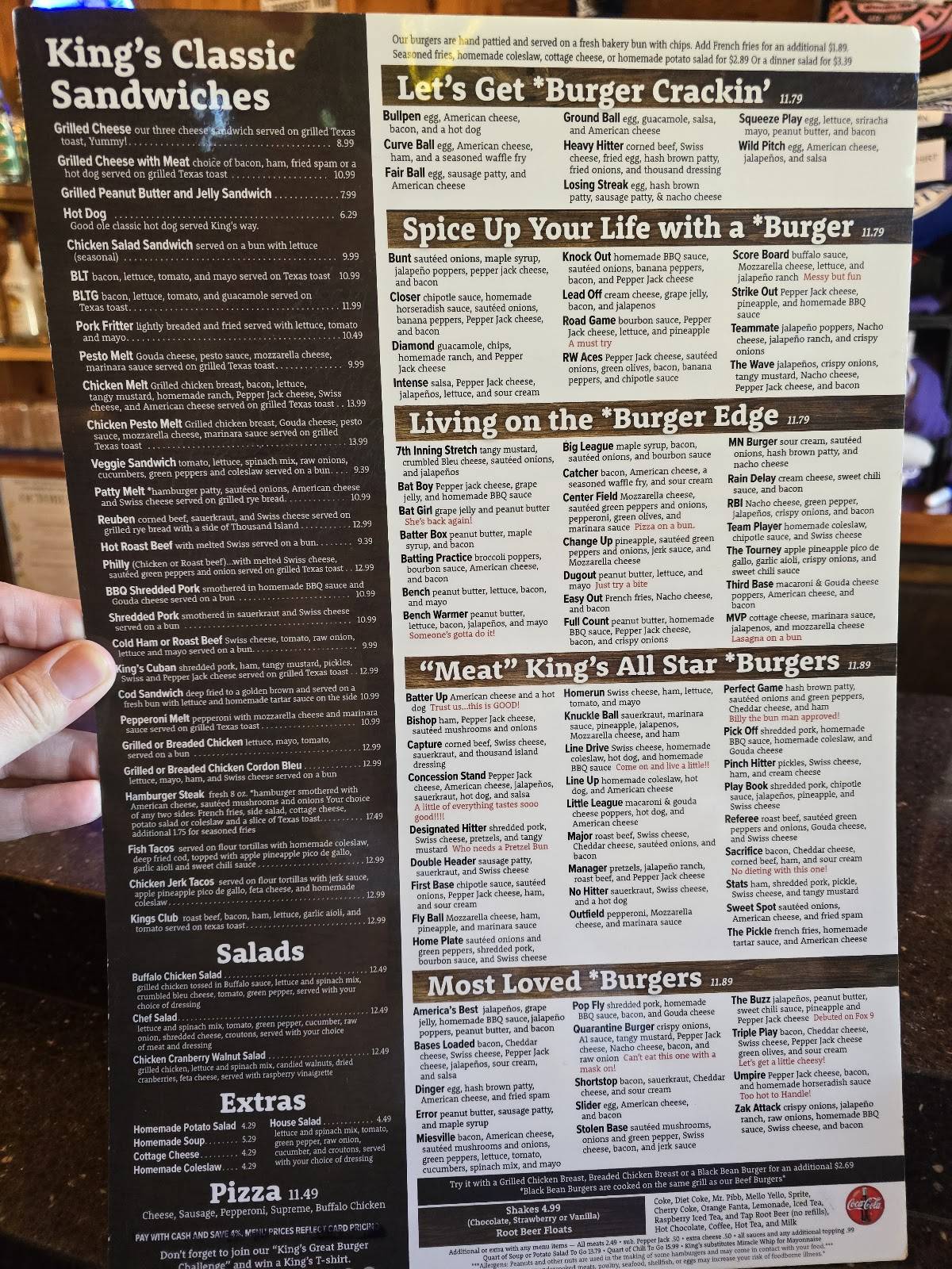 Menu at King's Place Bar and Grill, Miesville