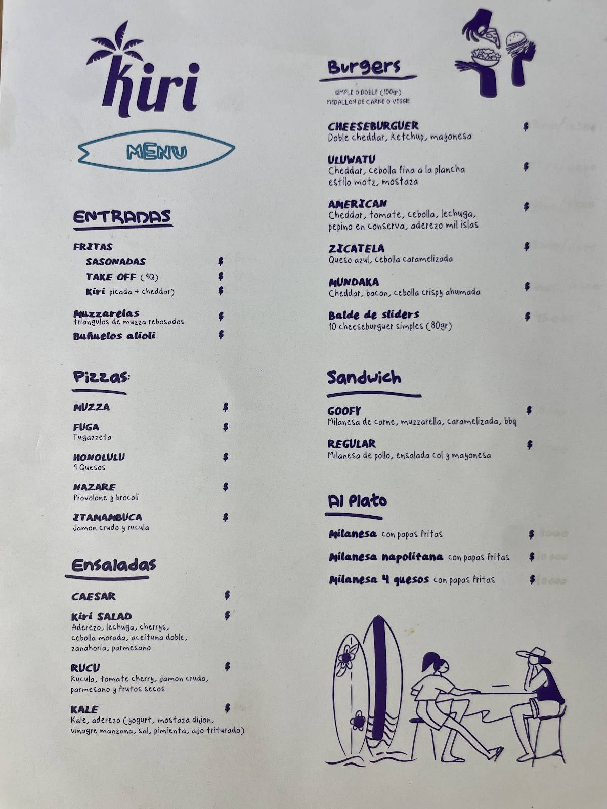 Carta de Kiri Bar, Arenas Verdes