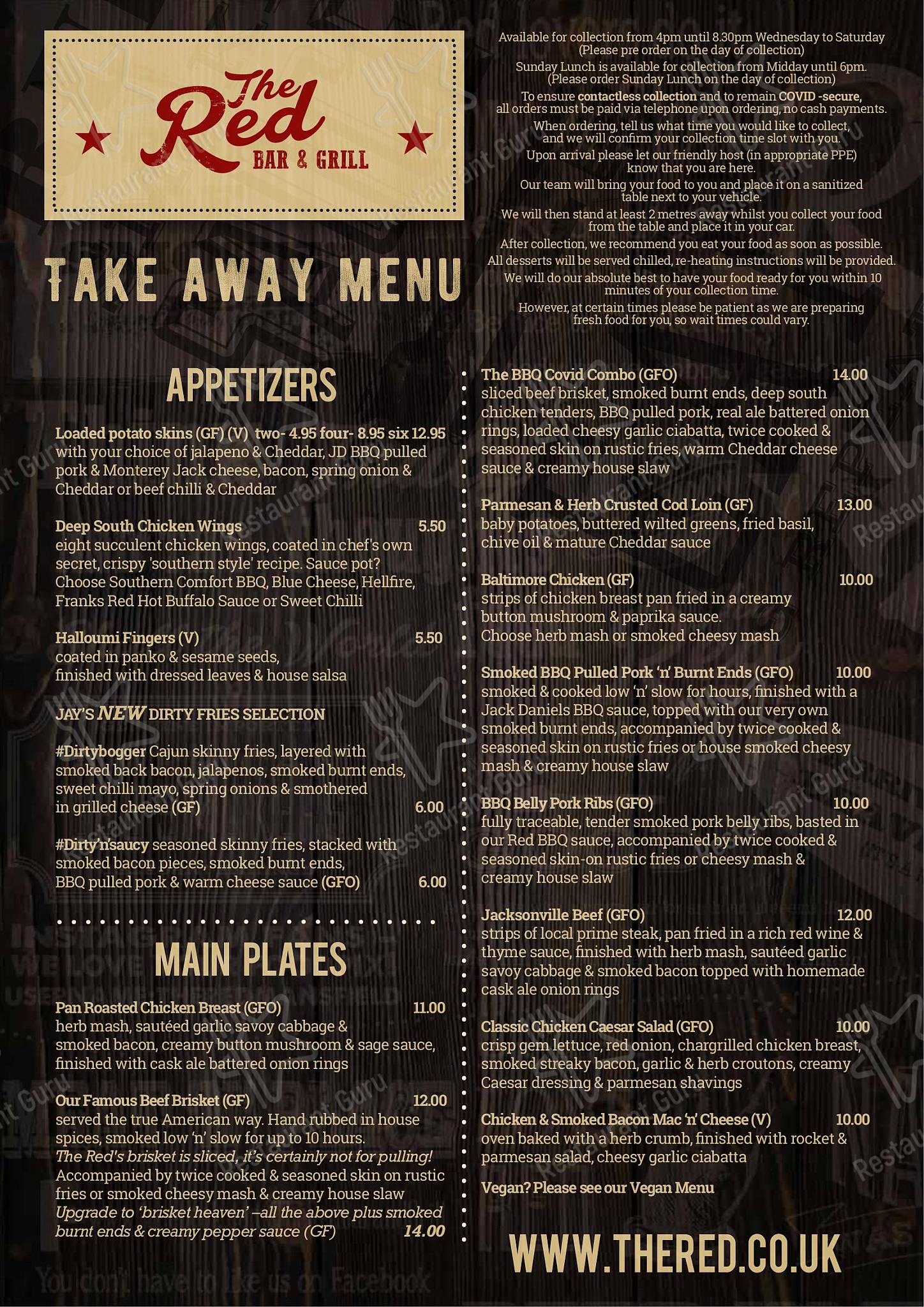 Menu at The Red Bar & Grill, Mansfield