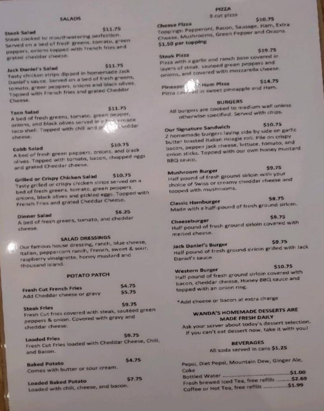 Menu at Kiski River Lodge restaurant, Vandergrift