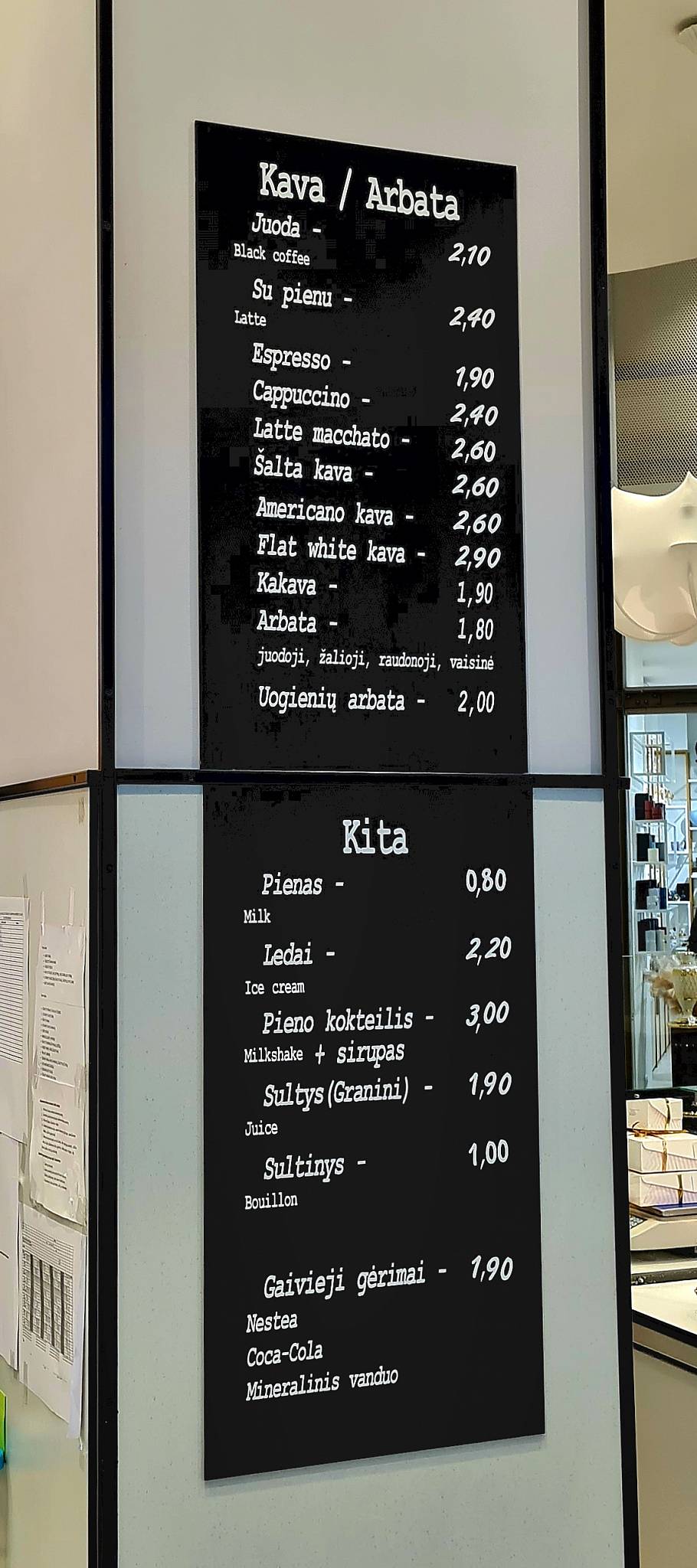 Speisekarte von Kler e kler cafe, Vilnius