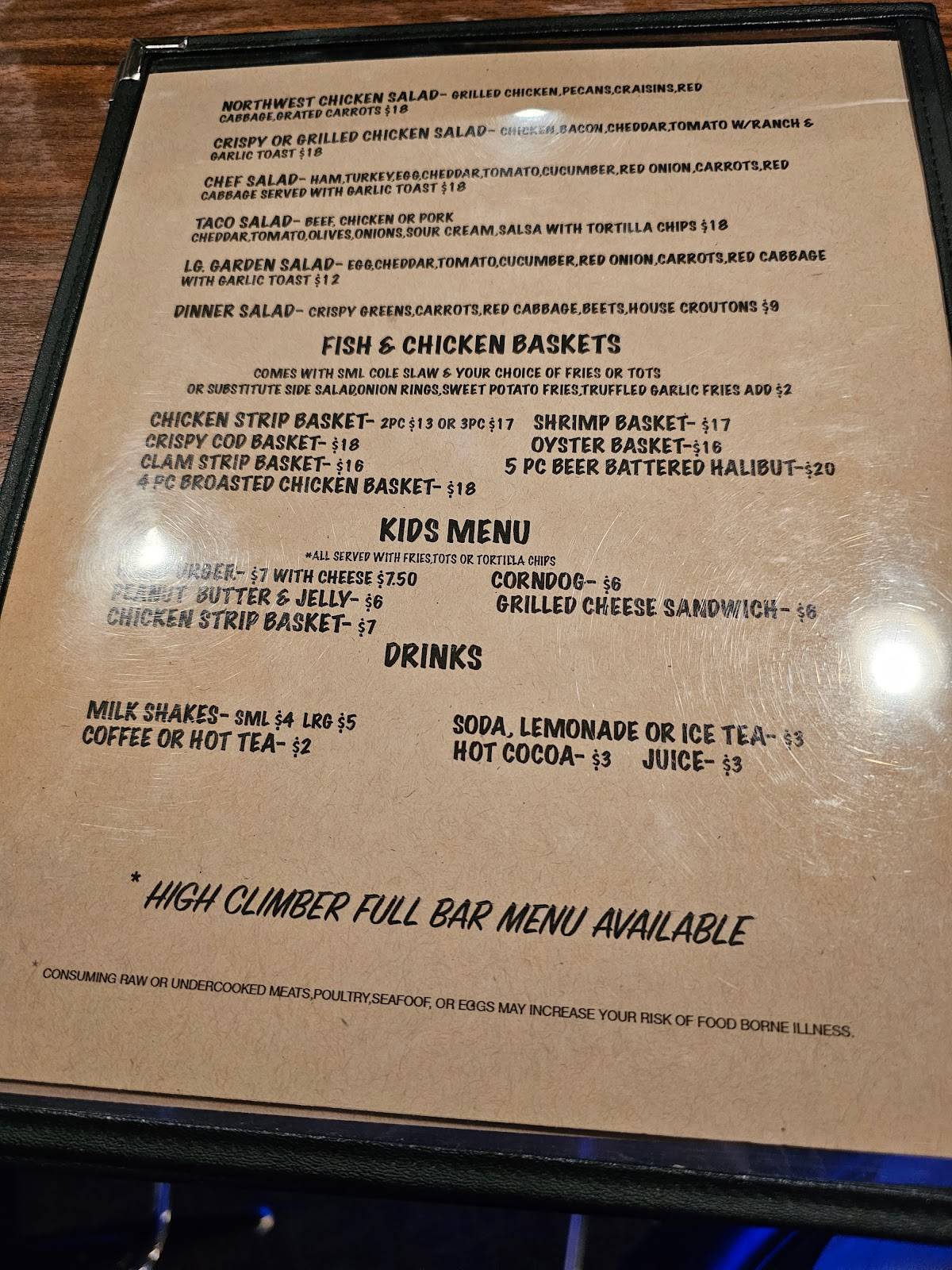 Menu at The Logger Restaurant, Knappa